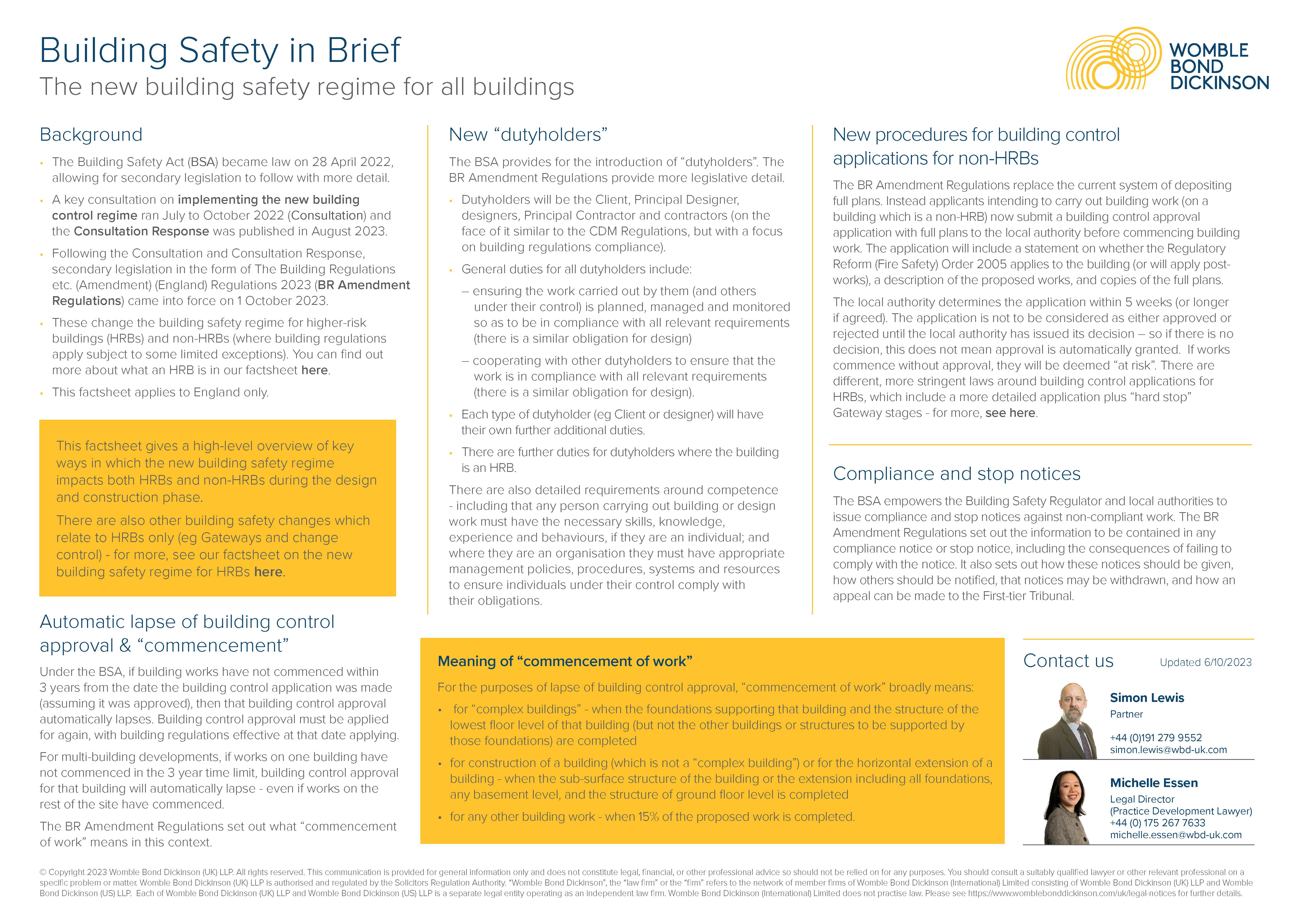 New regime for higher-risk and non-higher risk buildings | Factsheet ...
